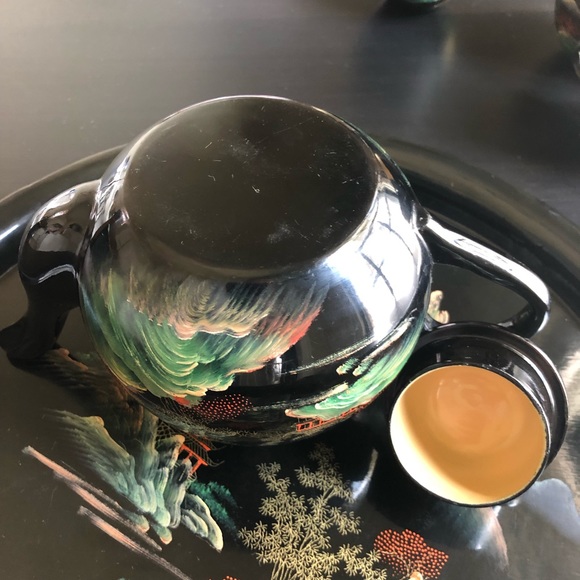 Fujian | Dining | Vintage 95s 8 Piece Fujian Lacquer Wood Tea Set Black ...